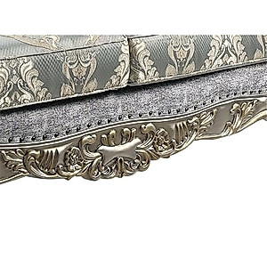 Acme Furniture Miliani Tufted Fabric & Wood Loveseat with 3 Pillows in Gray