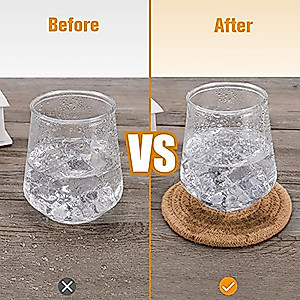 ABenkle 4 Pcs Coasters for Drinks ,Super Absorbent Drink Coasters, Stylish Handmade Round Woven Coaster for Coffee Table Tabletop Protection Housewarming Gift for Home Decor - 4.3 Inches