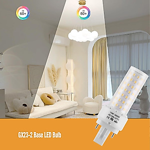 Lidesheng GX23-2 Base LED Light Bulb Plug and Play,4000K Neutral White 1400Lm 2Pin LED PL Bulb, 13W 18W CFL Equivalent, Ballast Compatible (Neutral White, 10W 2pcs)
