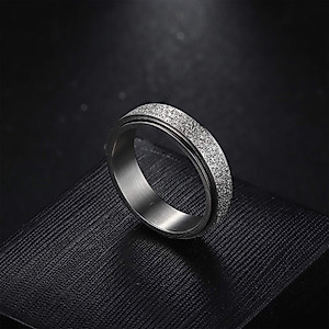 Jstyle 3Pcs Stainless Steel Fidget Band Ring for Women Moon Star Sand Blast Finish Spinner Ring Set for Stress Relieving Wedding Promise Sand 10