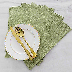Home Brilliant Green Placemat Set of 4 Washable Place Mats Placemats Heat Resistant Sage Placemat for Dining Table Kitchen Table Mats Spring Dinner Decor, Grass Green