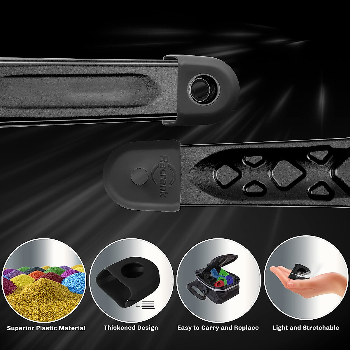 Racrank Universal Crank Boots, Crank Protectors for Bicycle Cranks, Crank Boot Protectors for Mountain Bike Road Bike, Pack of 2 - Black