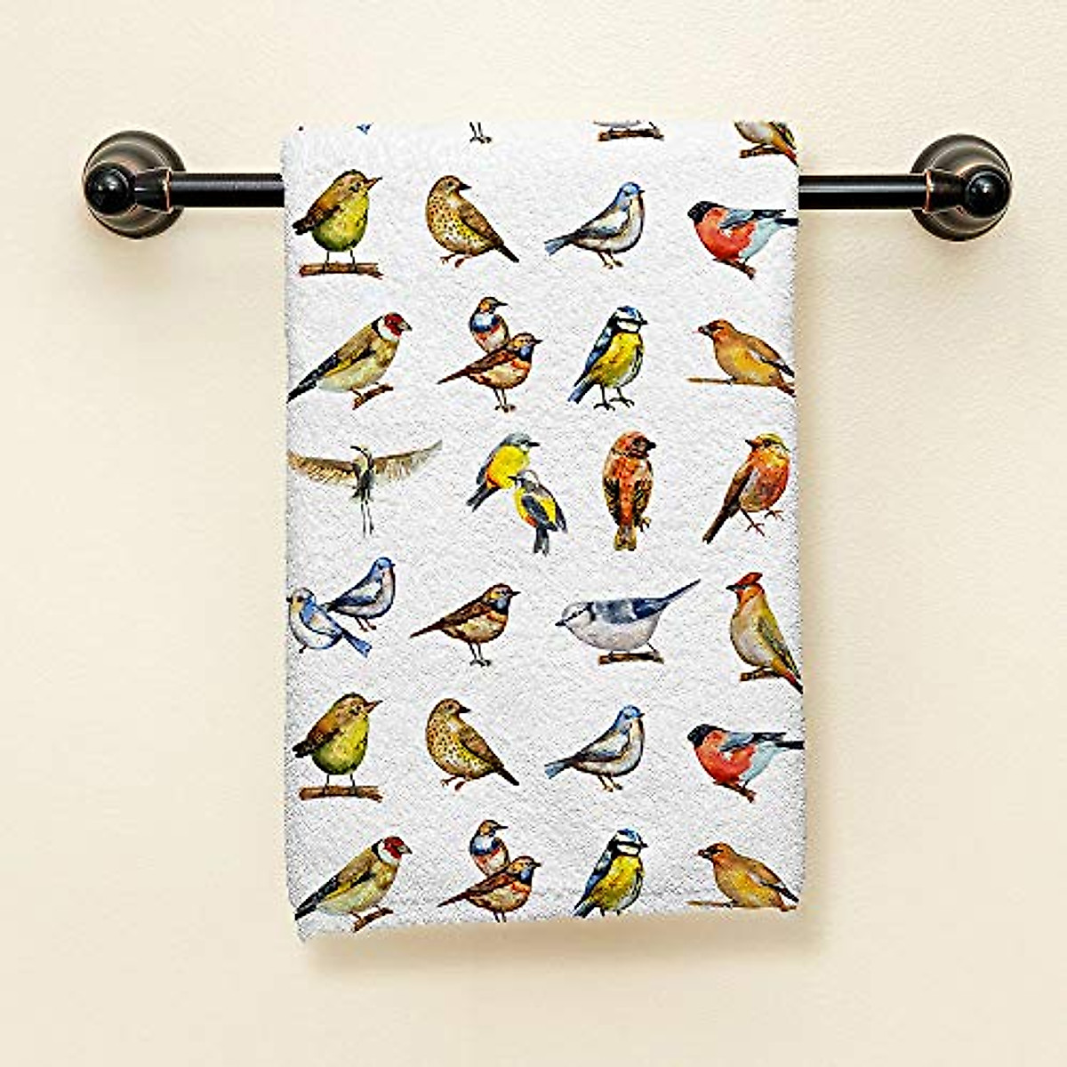 HGOD DESIGNS Bird Hand Towels,Watercolor Beautiful Birds Painting 100% Cotton Soft Bath Hand Towels for Bathroom Kitchen Hotel Spa Hand Towels 15"X30"