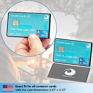 valonic Set of 6 RFID Blocking Sleeves - Transparent Front, Credit Card Protector Sleeve for Wallet - Protection Block for Debit Card, Passport and Metro Card