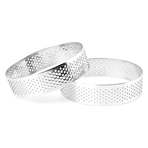 Lazycloud 9 Pack Round Tart Ring, Mousse Rings, Stainless Steel Heat-Resistant Perforated Mousse Rings, Metal Round Ring Mold