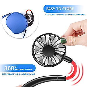 SOHOUR HOME Portable Neck Fan, Personal Fan USB Mini Sports Hand Free Neck Hanging Desk Office Small Fan for Household Travel Room Outdoor Sports (Black/Red)