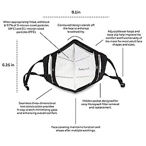 Honeywell Safety Dark Gray Dual Layer Face Cover with 8 Replaceable Inserts, Size M/L (RWS-50111)