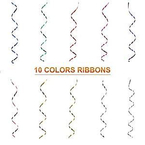 Zonon 31.5 Inch x 100 Ft Cellophane Wrap Roll Cellophane Bag Cellophane Basket Wrap with 10 Rolls Colorful Curling Ribbon Metallic Curling Balloon Ribbon for Flowers Baskets Handicraft Crafts (Clear)