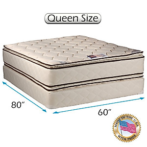 Coil Comfort Pillowtop Queen Size (60"X80"X11") Mattress and Box Spring Set - Medium Soft, Fully Assembled, Orthopedic, Good for Your Back, by Dream Solutions USA