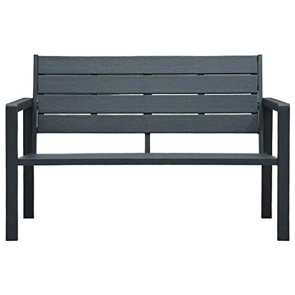 vidaXL Patio Bench Garden Outdoor Balcony Terrace Outside Backyard Yard Porch Home Furniture Seat Lounge Seating HDPE White Wood Look