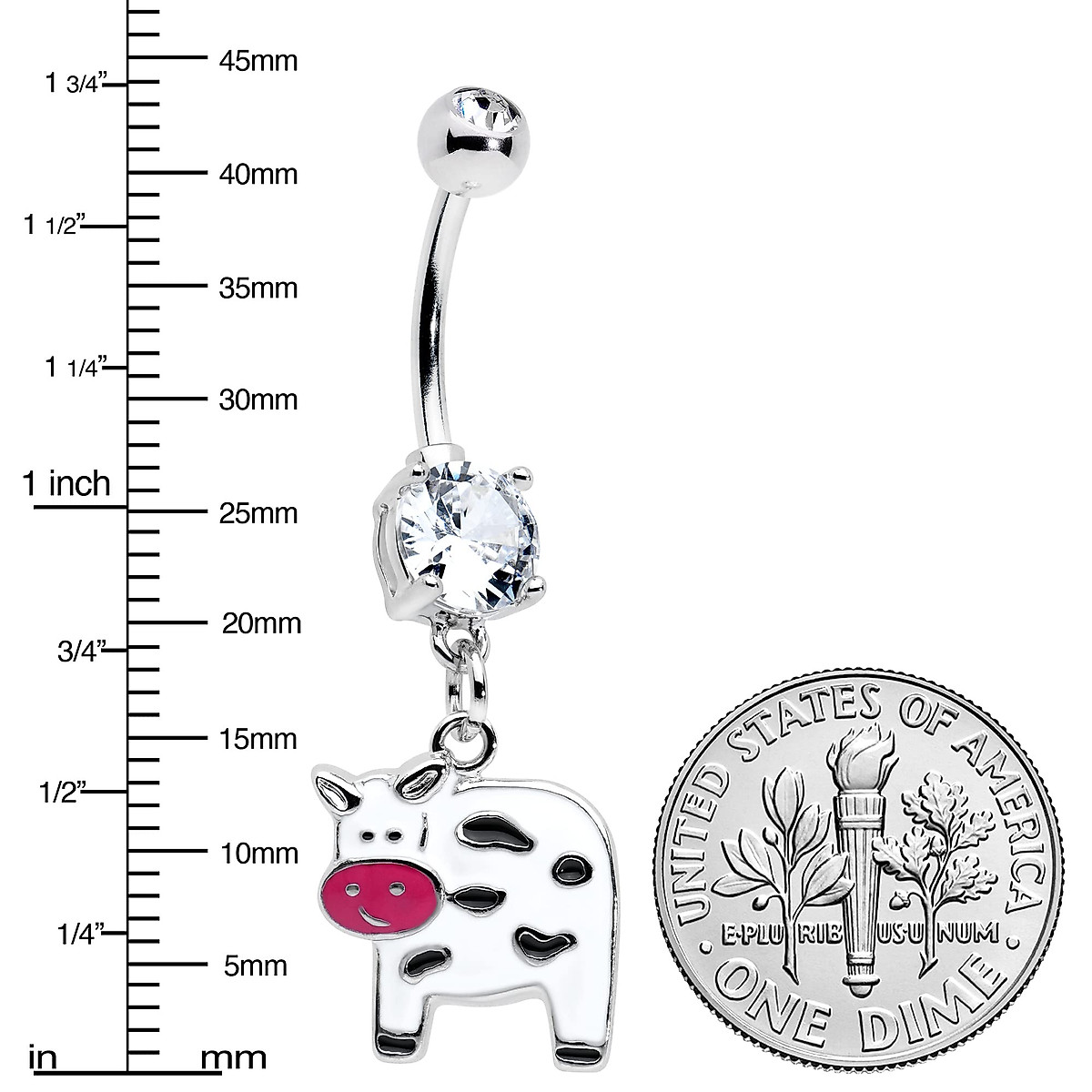 Body Candy Cute Moo Cow Belly Ring
