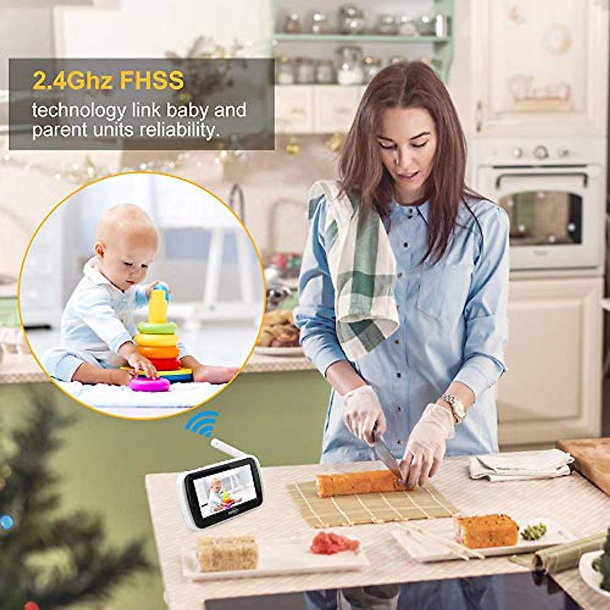 LBtech Video Baby Monitor with One Digital Camera and 4.3'' Color LCD Screen,Infrared Automatic Night Vision,Power Saving On/Off,Up to 960 ft Range