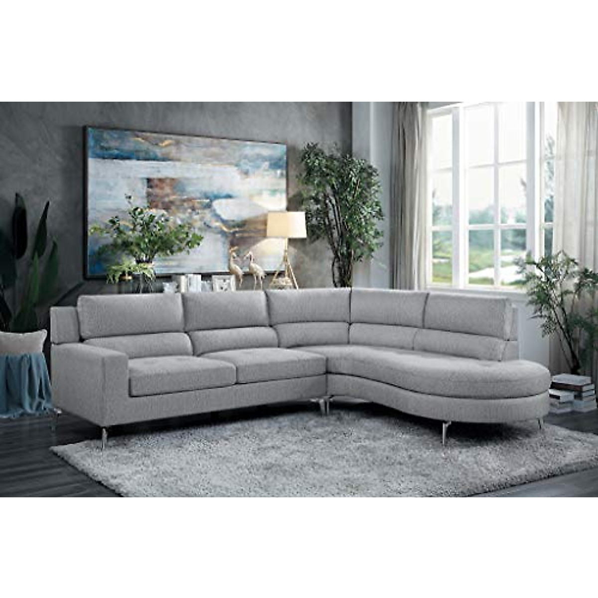 Homelegance 103" Sectional Sofa with Chaise End, Gray