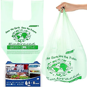 BEIDOU-PAC 4-6 Gallon Compostable Trash Bags, 50 Count, Compost Bags Kitchen Trash Bags with Handle, Sturdy Biodegradable Garbage Bags Food Scrap Waste Bags, ASTM D6400, US BPI Certified