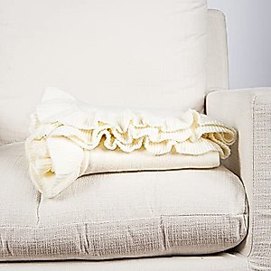 Best Home Fashion Ruffle Border Throw - Ivory - 50" W x 60" L - (1 Throw)