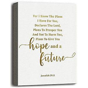 Canvas Wall Art Jeremiah 29:11, For I Know The Plans I Have For You, Christian Bible Verse Wall Art, Canvas Prints Poster Wall Art for Home Decor, Scripture Sign Christian Wall Decor Size 12x15