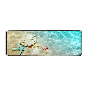 Starfish Coral Seashell Summer Beach Runner Rug Bath Rug Kitchen Mat Doormat Large Runner Carpet 72" X 24"