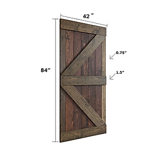 48in/60in/72in/84in x 84 in K Series Muti-Color Knotty Pine Wood Double Sliding Barn Door with Hardware Kit (84 in x 84 in, Kona Coffee/Smoky Gray)