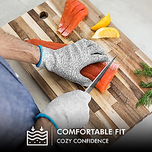 Stark Safe Cut Resistant Gloves, Level 5 Protection, Kitchen Cut Gloves for Meat, Shucking, Fillet, Mandolin Slicing, Carving, 2 Pair, Large