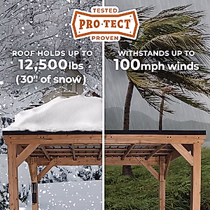 Backyard Discovery Kingsport 20' x 12' Cedar Wood Outdoor Carport Garage with Heavy-Duty Galvanized Steel Slope Roof, Snow Support, Wind Resistance, PowerPort, Shelter to Protect Cars, Boats, Trucks