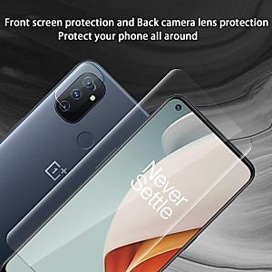 Orzero (3+2) Compatible for OnePlus Nord N100 Phone, 3 Pack Tempered Glass Screen Protector + 2 Pack Flexible Glass Camera Lens Protector, HD Bubble-Free