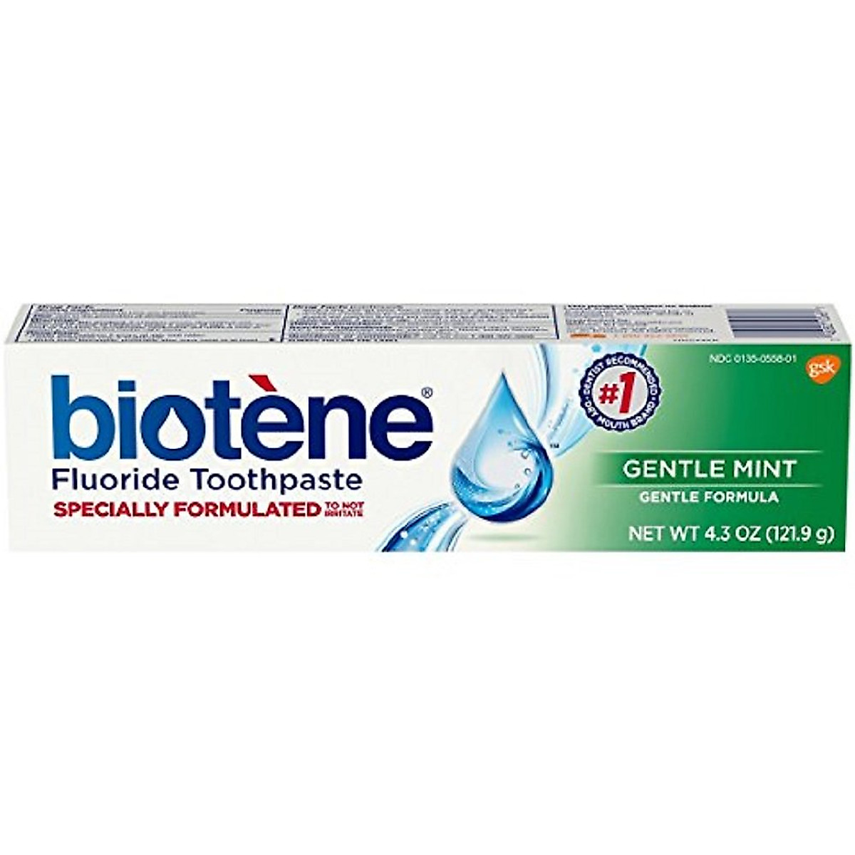Biotene Gentle Mint Fluoride Toothpaste 4.3 Oz (Pack of 4)