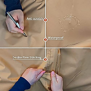 Lanceton 20-22ft Travel Trailer Camper RV Cover Package Premium Heavy-Duty Waterproof Anti-UV Breathable Fabric Including Jack Cover 4 Tire Covers and 2 Secure Straps