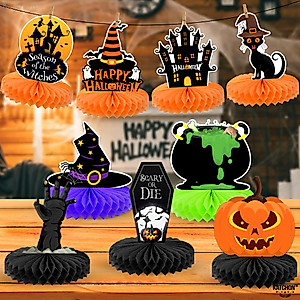 KatchOn, Halloween Centerpieces for Tables - Pack of 9 | Witch Halloween Table Centerpiece, Halloween Table Decorations | Orange and Black Halloween Centerpiece | Spooky Halloween Decorations Indoor