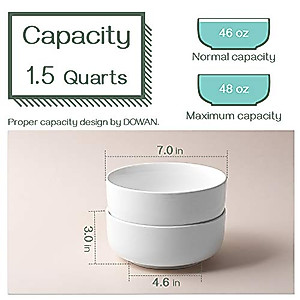 DOWAN Large Soup Bowls, 48 Ounce White Ramen Bowls for Noodles, Ceramic Bowl Set for Soup, Cereal, Dessert, Pasta, Salad, 2 Pack