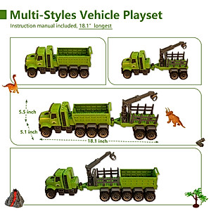 LTKFFFdp Boy Toys Car Toys for Boys Girl 5 6 8 9 10 12 Year Old with 10 Dinosaur Figures, Take Apart Construction Truck Building Toys with Sound Light, Learning Birthday Carrier Vehicle Playset Gifts