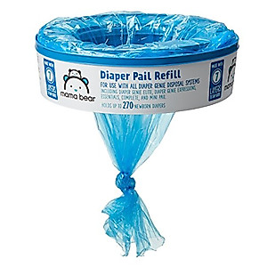 Amazon Brand - Mama Bear Diaper Pail Refills for Diaper Genie Pails, 2160 Count (8 Packs of 270 Count)