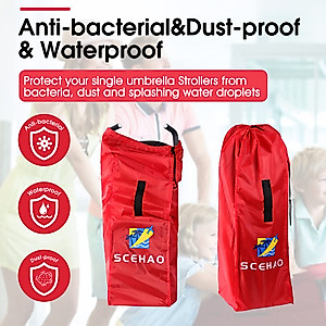 Stroller Bag for Airplane Travel,for Foldable Single Umbrella Strollers,with Storage Bag-Easy to Carry (Red)