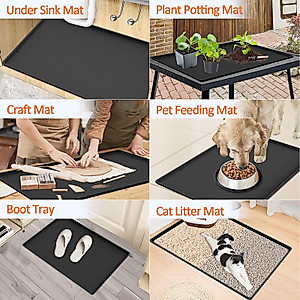 TOHONFOO Silicone Coffee Maker Mat with Lip, 19.7'' x 15'' Heavy Duty Coffee Maker Mat for Countertops, Coffee Tray Fit Under Coffee Maker Appliance Automatic Machines Espresso Accessory, Black