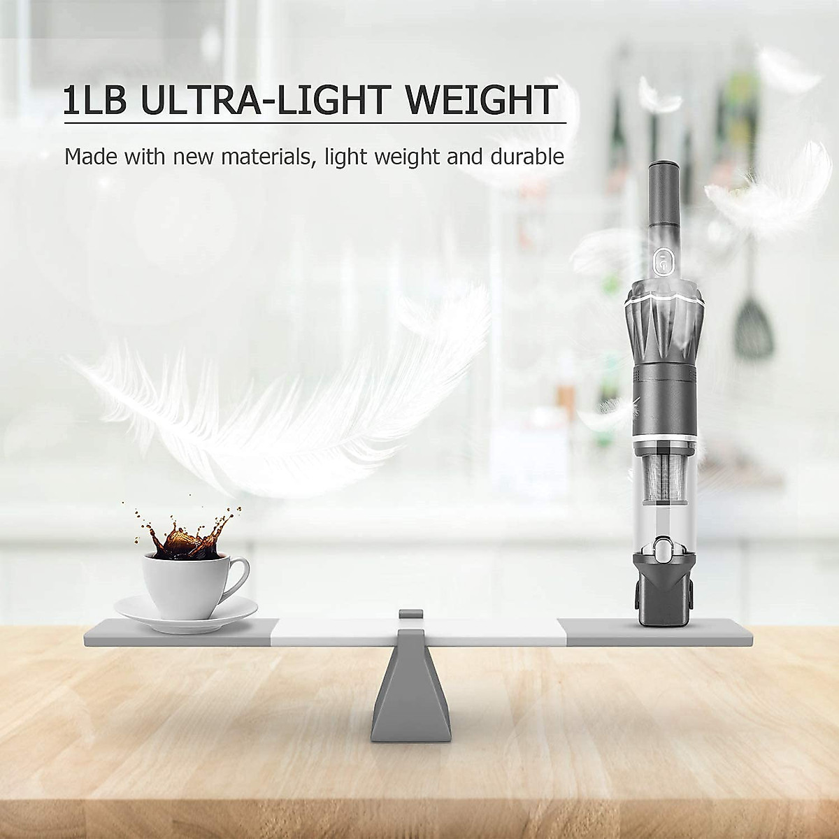 MMOOSOO Handheld Vacuum Cordless 12KPa, Lightweight Hand Vacuum Cleaner with Upgraded Brushless Motor and Single Touch Empty, Car Vacuum Cordless with Car Charger/Charging Dock