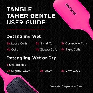 Denman Tangle Tamer Ultra (Pink) Detangling Paddle Brush For Curly Hair And Black Natural Hair - use with both Wet & Dry Hair, D90L