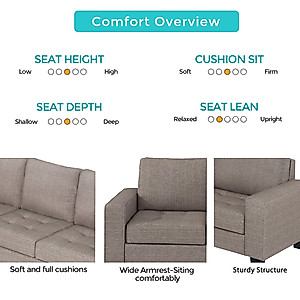 Merax Sectional Corner Sofa with Storage Ottoman and Cup Holders, L-Shape Couch Space Saving for Large Space Dorm Apartment