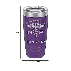 LaserGram 20oz Vacuum Insulated Tumbler Mug, NP Nurse Practitioner, Personalized Engraving Included (Dark Purple)