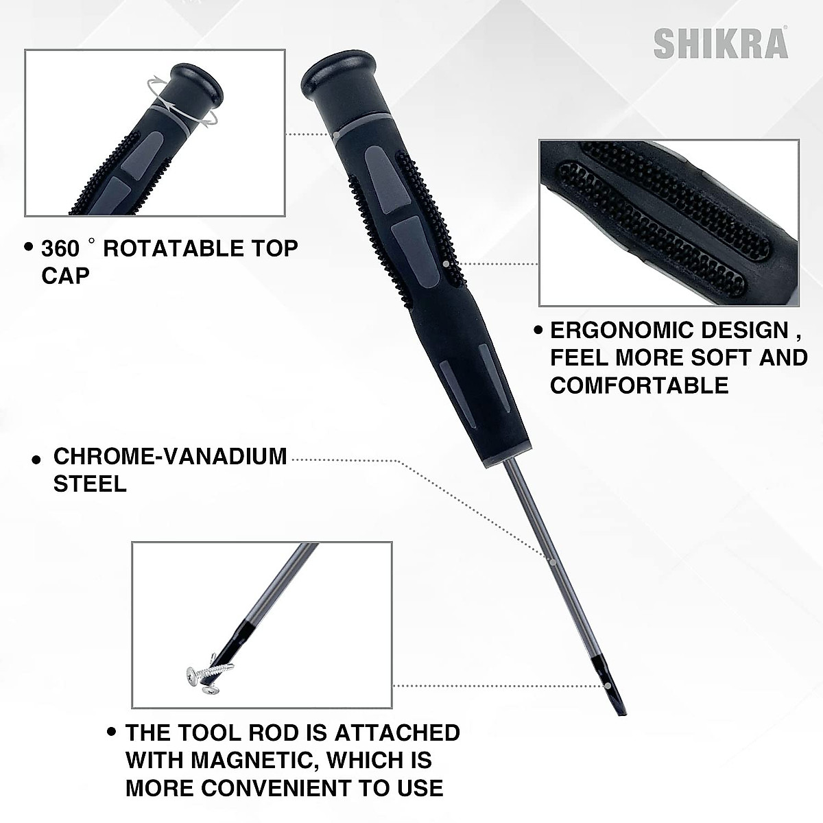 13 Piece Precision Screwdriver Set with Case, Torx, Phillips and Slotted Screwdriver, Magnetic Screwdriver Tool Kit with Magnetizer/Demagnetizer, Non-Slip Grip, for Electronics, Glasses Repair