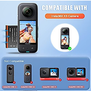 2 Pack ONE X3 Battery & Triple USB Charger Hub Bundle Compatible with Insta360 ONE X3 Camera (Battery Not Waterproof)