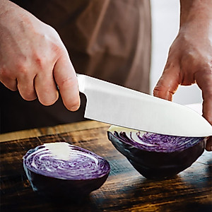 Tinor Chef Knife, 7 Inch Professional Kitchen Knife, German High Carbon Stainless Steel, Ergonomic Design, Ultra Sharp Knife for Cutting, Peeling, Slicing Fruit, Vegetables, Bread and Meat