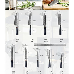 Damascus Knife Set 9 Piece Kitchen Knife Sets Honeycomb Resin Handle 9Cr18MoV Ultra Sharp Professional Chef Knives Set for Cooking Exquisite Cutlery set