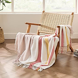 Bedsure Pink Throw Blankets for Couch - Decorative Dusty Rose Woven Throws Blanket with Tassels - Soft and Lightweight Farmhouse Throw Blankets for Sofa and Bed (50x60 Inches)