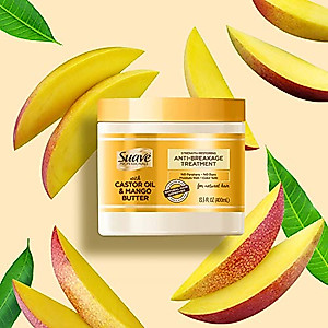 Suave Professionals Dry Hair Mask Hydrating Hair Mask For Natural Hair Castor Oil & Mango Butter No Parabens, No Dyes, Moisture Rich, Color Safe 13.5 oz