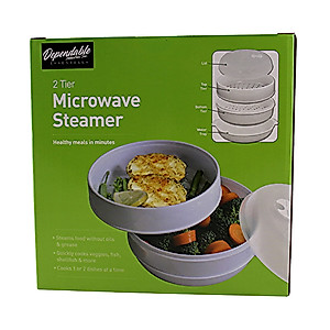 2 Tier Microwave Steamer Healthy Cooking Quick Fast Vegetables No Oil Needed! Cooks Up To 2 Dishes At One Time