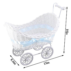 Large Tricycle Artificial Flower Vase Plant Stand-Rattan Basket Handmade Tricycle Planter Garden Decor,Bike Bicycle Pot for Weddings Home Decor Props Gift Table Centerpieces Arrangement Ornament