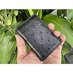Double side Black Body Ostrich leather skin Credit Cardholder, leather credit cardcase, leather creditcard cover
