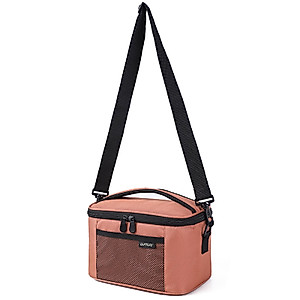 ONTESY Small Lunch Bag for Men Women, Portable Cooler Thermal Insulated Lunch Box for Boys Girls Kids Reusable Lunch Pail with Adjustable Shoulder Strap for Work School Picnic (Brown)