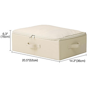 iwill CREATE PRO Pack of 2, 20.5X 14.2X 6.3, Shallow Fabric Folding Storage Box with Soft Zip Lid for Underpants/Scarves/Socks in Bedroom Wardrobe, or Electronics Accessories Organizer, Beige