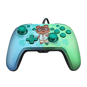 PDP REMATCH Enhanced Wired Nintendo Switch Pro Controller, Switch Lite/OLED Compatible (Animal Crossing Tom Nook - Blue/Green)