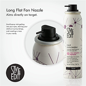 Style Edit Root Concealer Touch Up Spray | Instantly Covers Grey Roots | Professional Salon Quality Cover Up Hair Products for Women |Black 2 Ounce (Pack of 1)